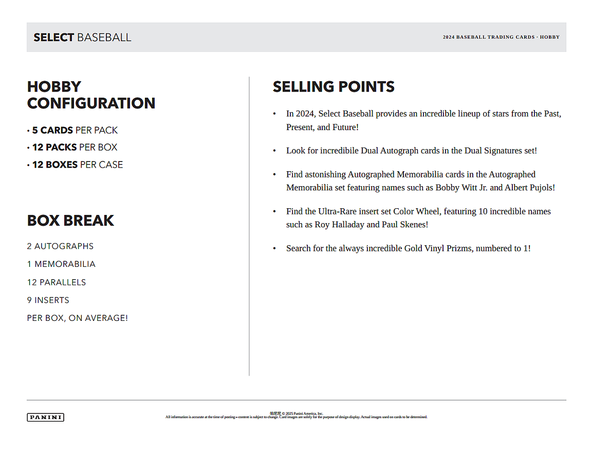 2024 Panini Select Baseball
